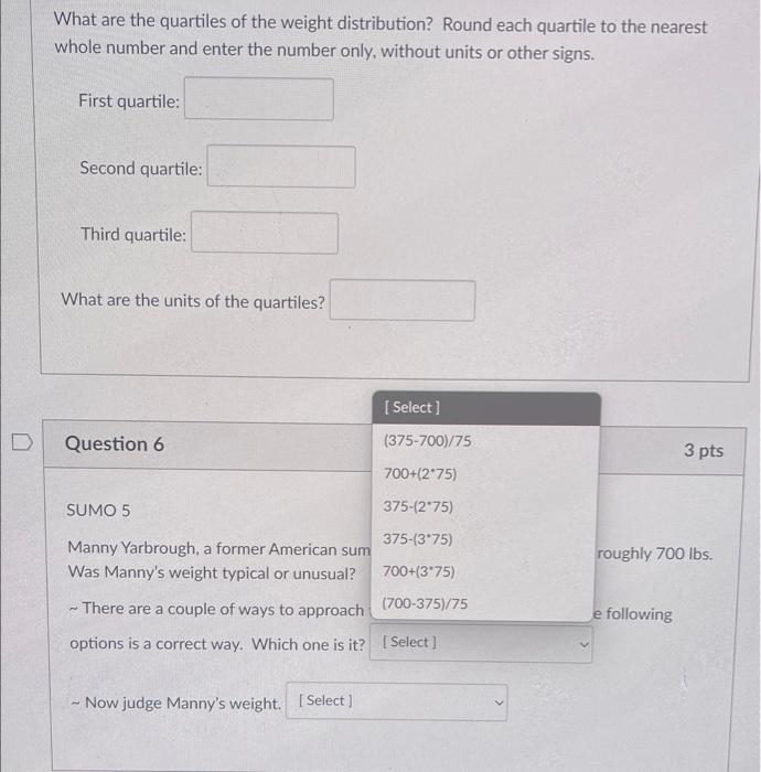Solved Use the information below to answer the SUMO | Chegg.com