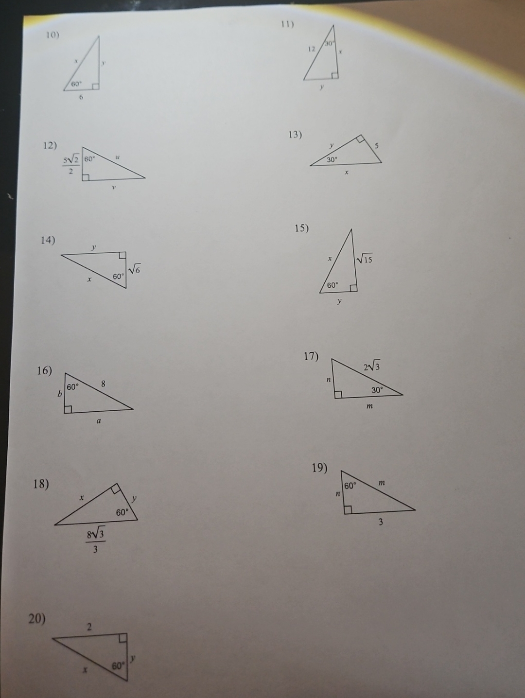 Solved Section 8.430-60-90 ﻿Triangles©2012 ﻿Kuta Software | Chegg.com