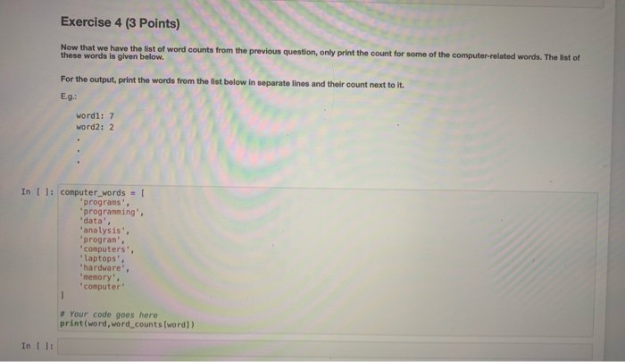 Solved Exercise 4 (3 Points) Now that we have the list of | Chegg.com