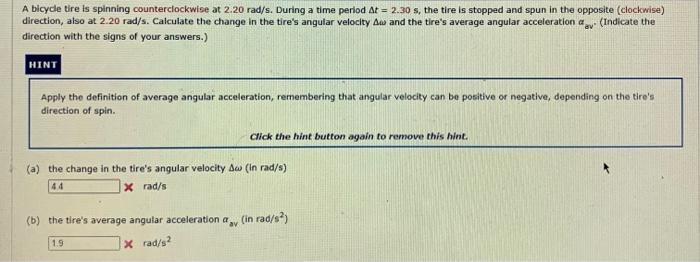 Solved A bicycle tire is spinning counterclockwise at | Chegg.com
