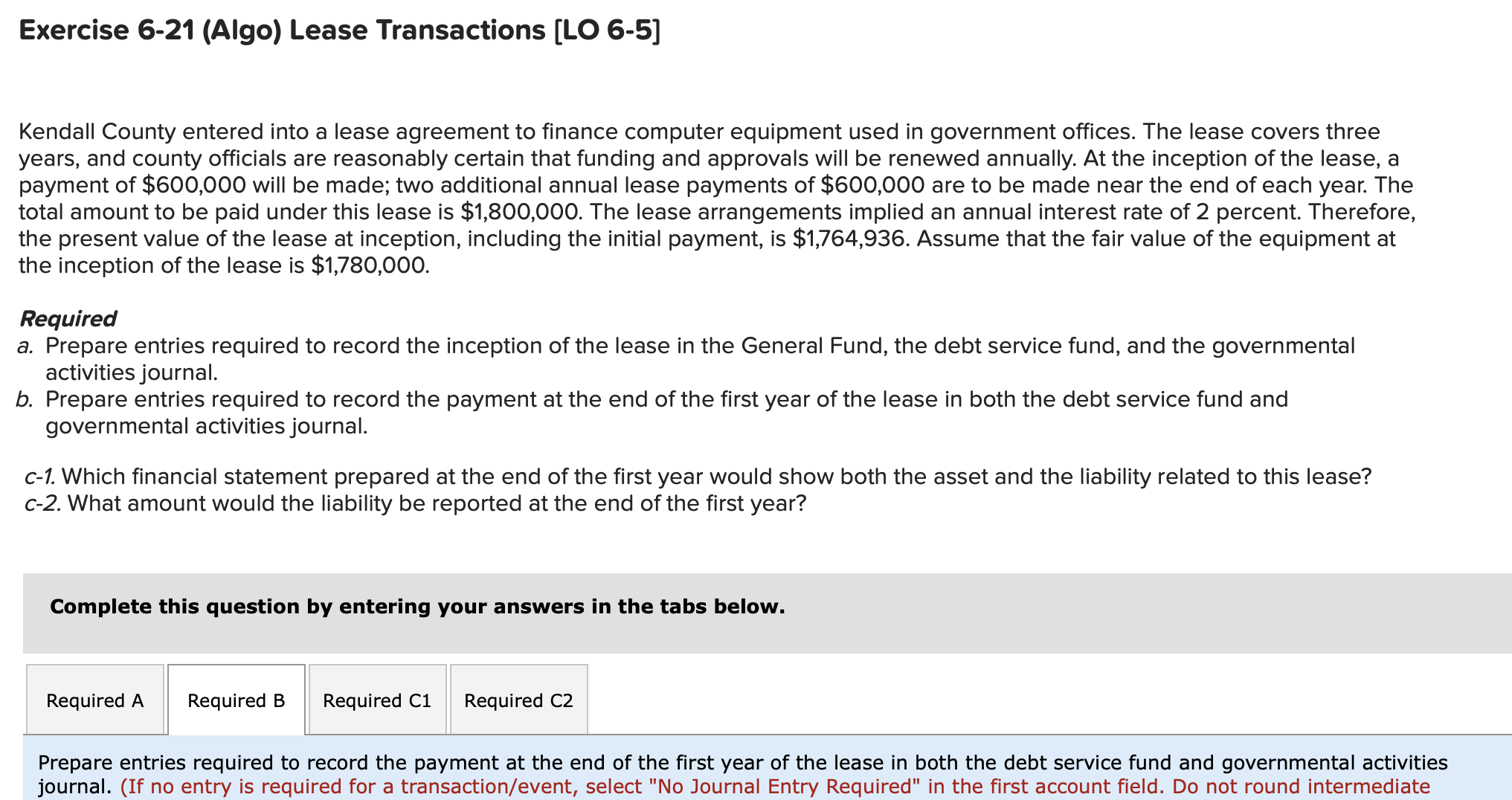 Solved Exercise 6-21 (Algo) ﻿Lease Transactions [LO | Chegg.com
