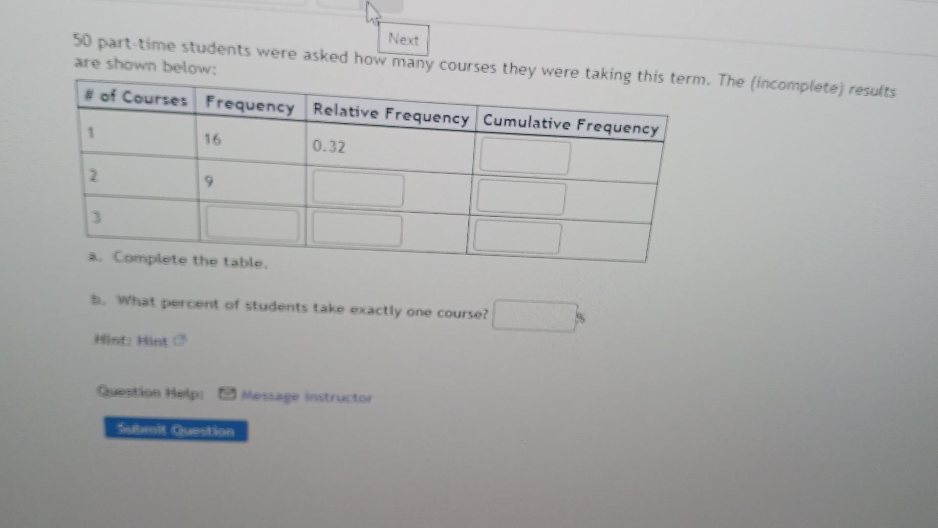 Solved Next 50 part-time students were asked how many | Chegg.com