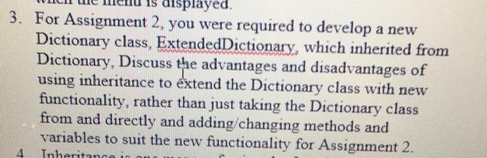 Solved 3. For Assignment 2, you were required to develop a | Chegg.com
