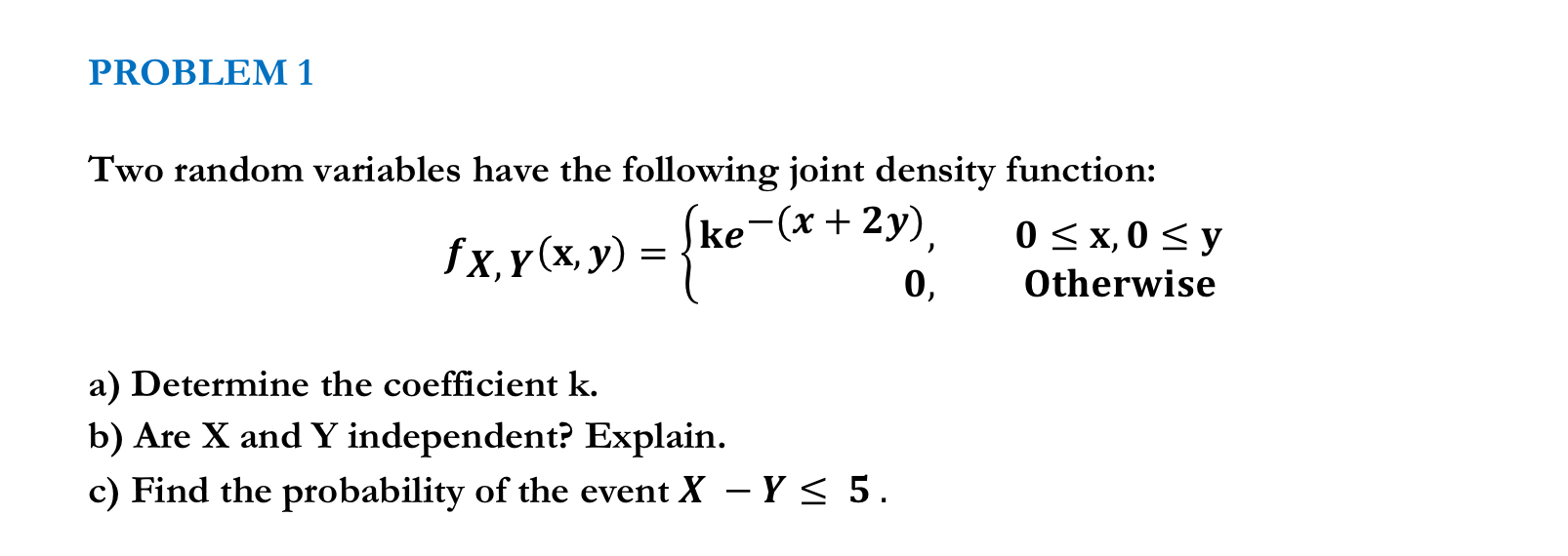 Solved PROBLEM 1Two random variables have the following | Chegg.com