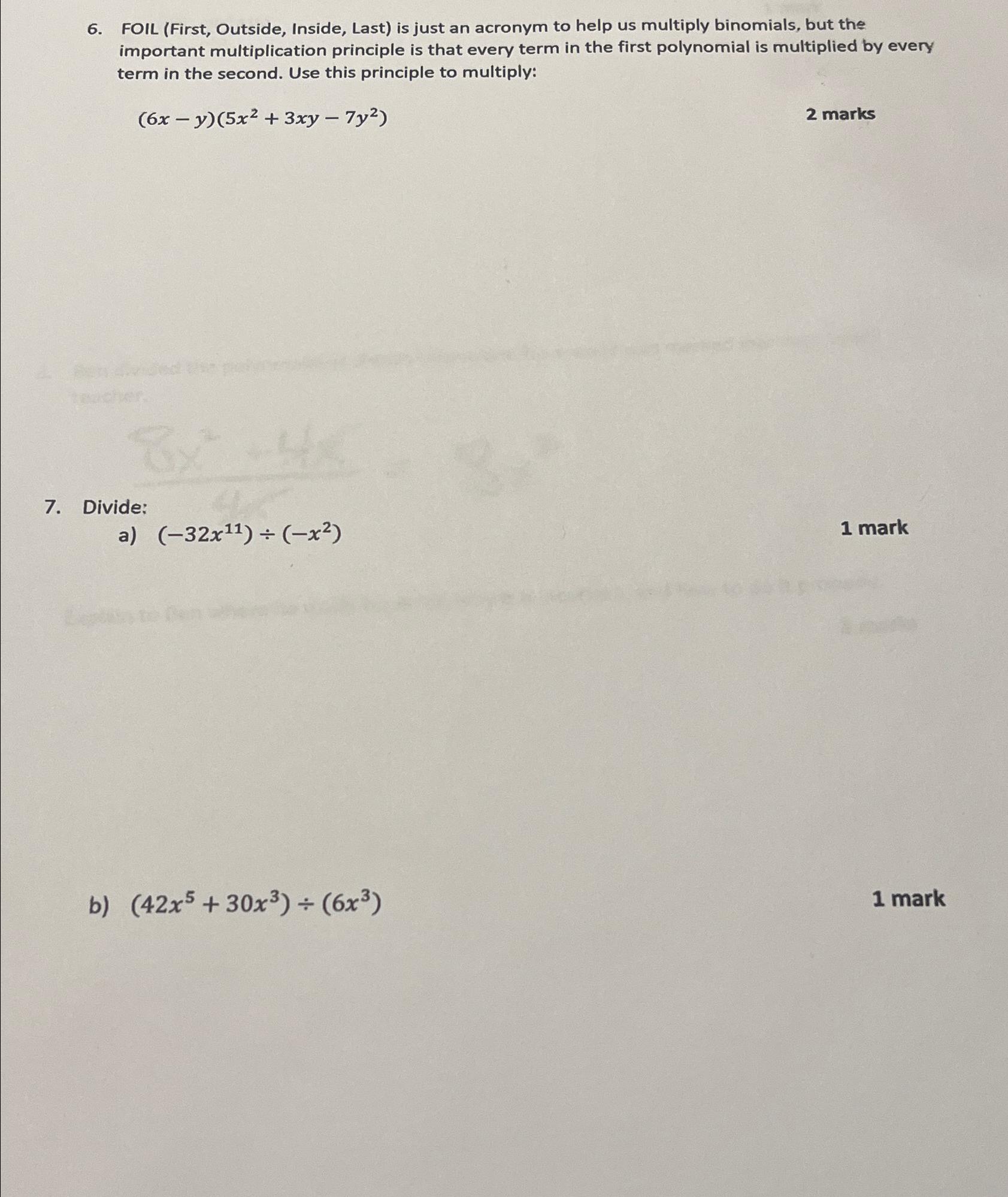 Solved FOIL (First, ﻿Outside, Inside, Last) ﻿is just an | Chegg.com