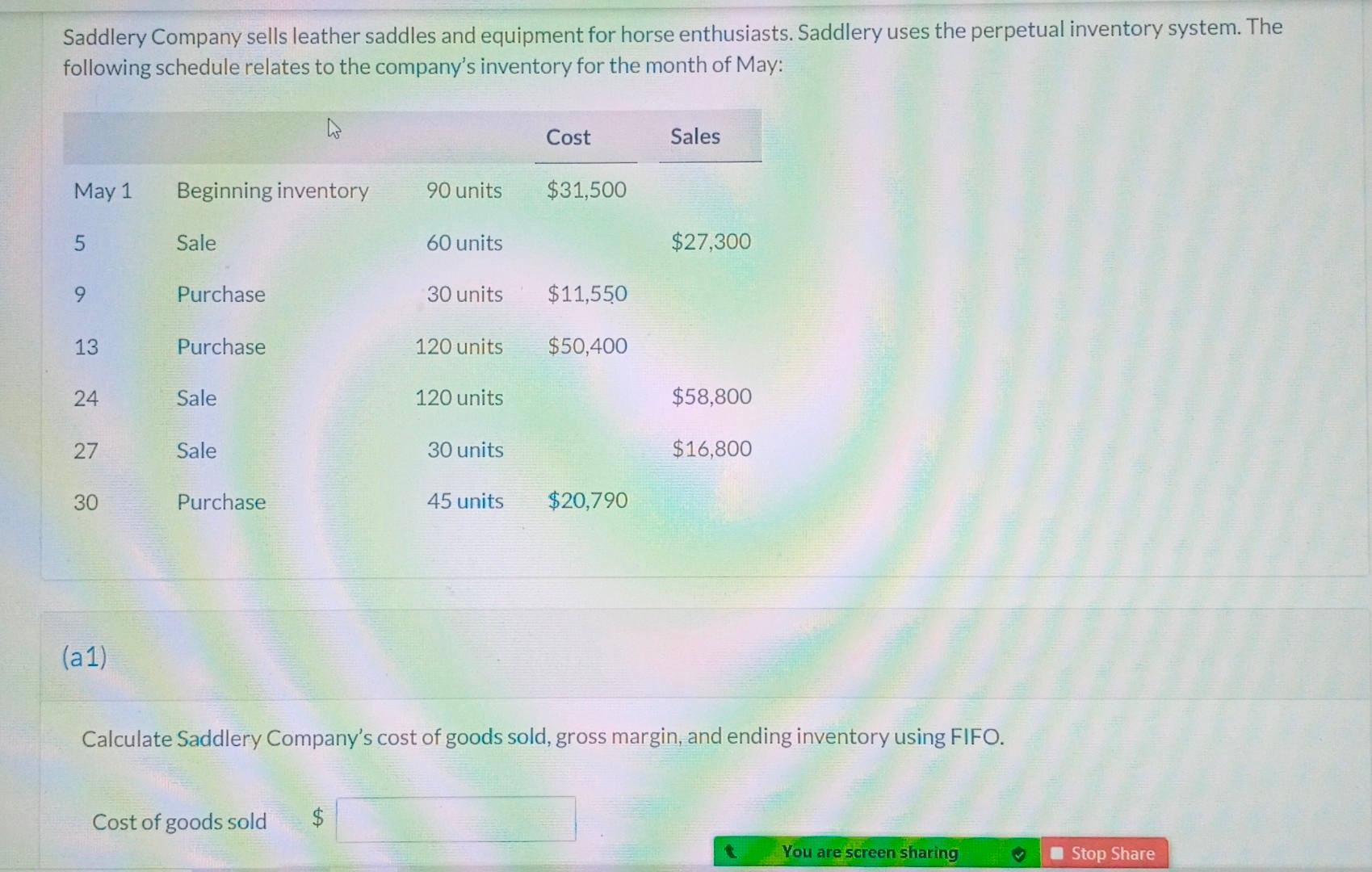 Solved Saddlery Company sells leather saddles and equipment | Chegg.com