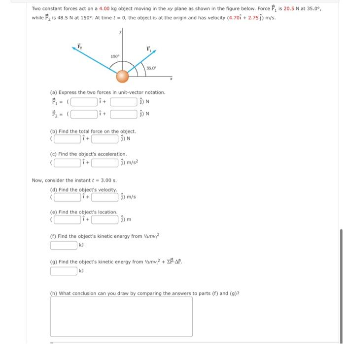 Solved Two constant forces act on a 4.00 kg object moving in | Chegg.com
