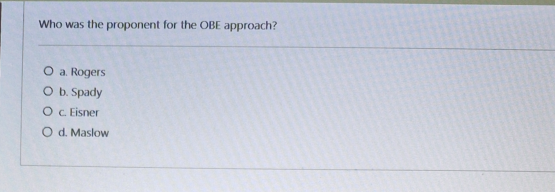 High Quality SOLUTION Who was the proponent for the OBE approach?a. | Chegg.com