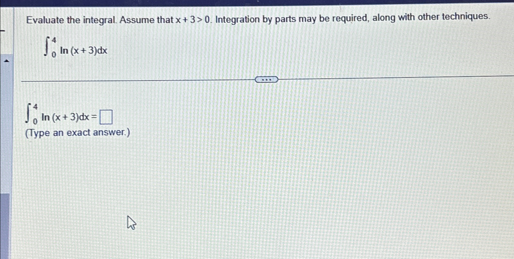 Solved Evaluate the integral. Assume that x+3>0. | Chegg.com