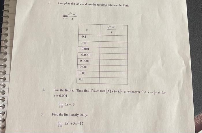 Solved 2. 3. 1. Complete the table and use the result to | Chegg.com