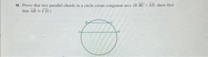 Solved prove that two parallel chords in a circle create | Chegg.com