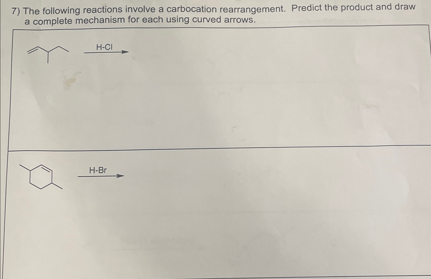 Solved The following reactions involve a carbocation | Chegg.com
