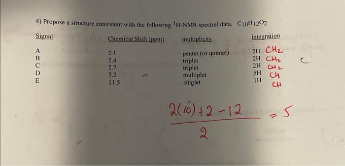 Solved 4) Propose a structure consistent with the following | Chegg.com