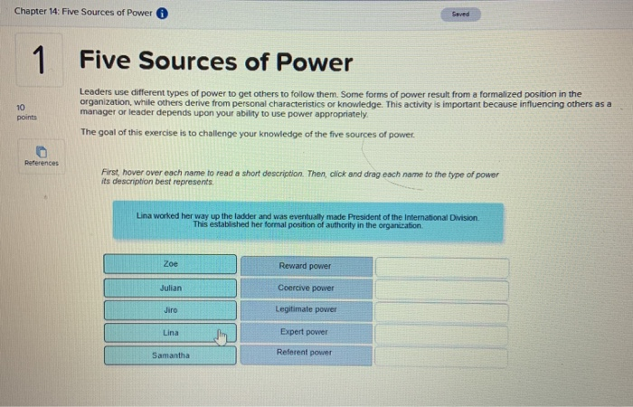 Solved Chapter 14: Five Sources of Power 6 Saved Five | Chegg.com Solved Chapter 14: Five Sources of Power 6 Saved Five | Chegg.com