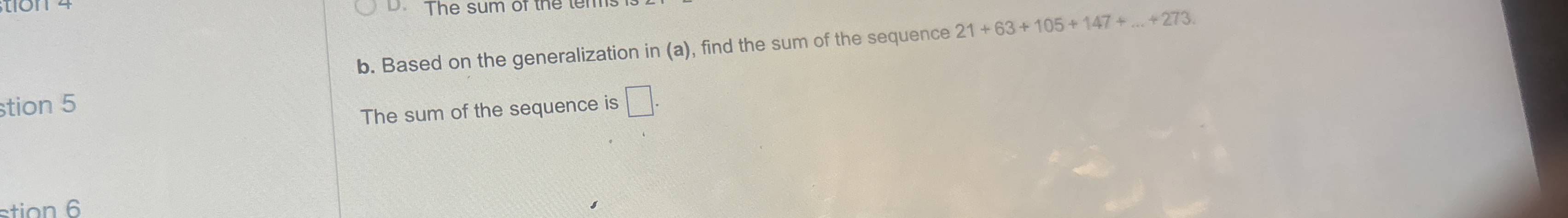 Solved b. ﻿Based on the generalization in (a), ﻿find the sum | Chegg.com