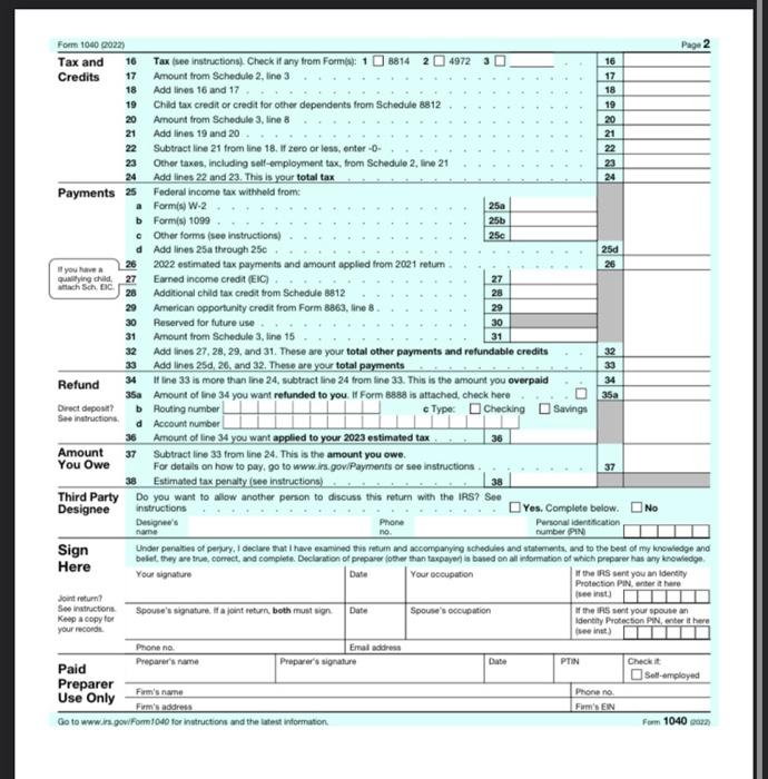 You are to complete the Tax worksheet provided using | Chegg.com