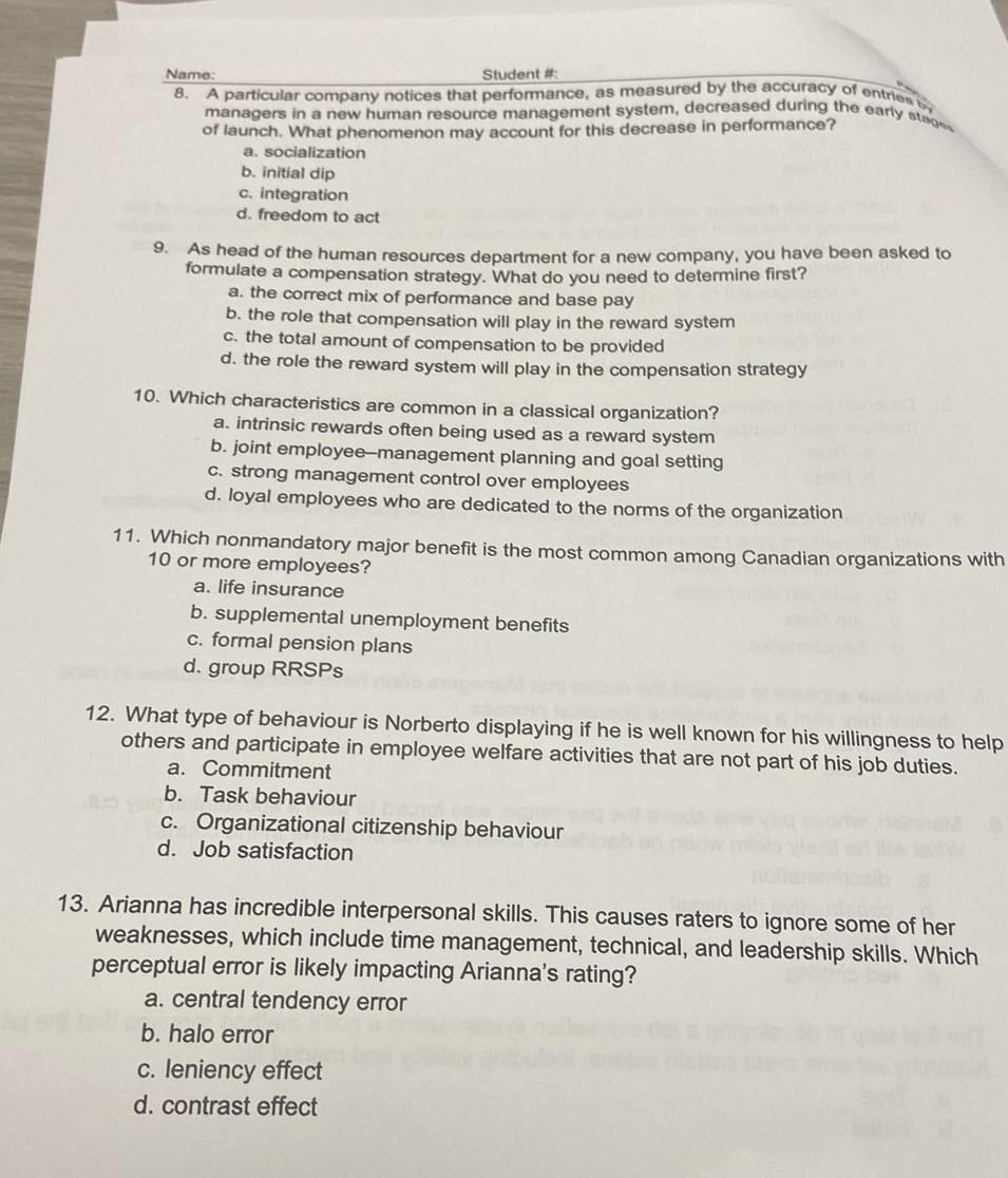 Subject -- compensation & Employees benefits answer | Chegg.com