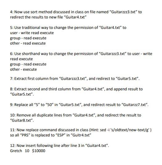 Solved Using Vi To Create Redirect Append And Sort Part 1