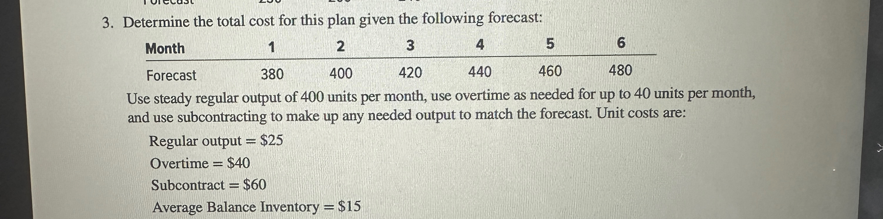 Solved Determine the total cost for this plan given the | Chegg.com