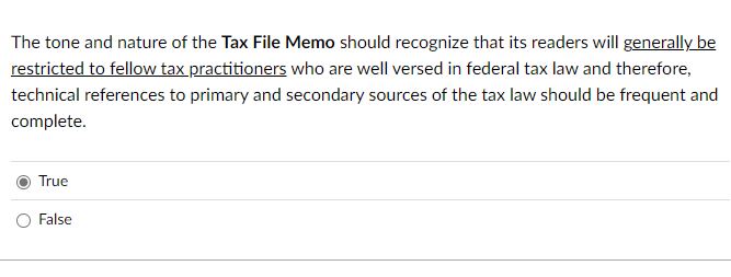 Solved The tone and nature of the Tax File Memo should | Chegg.com