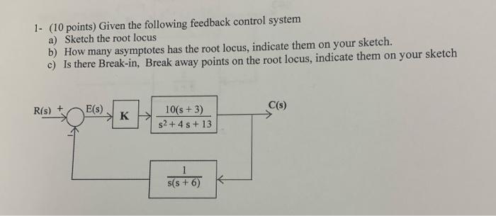 Solved 1- (10 points) Given the following feedback control | Chegg.com
