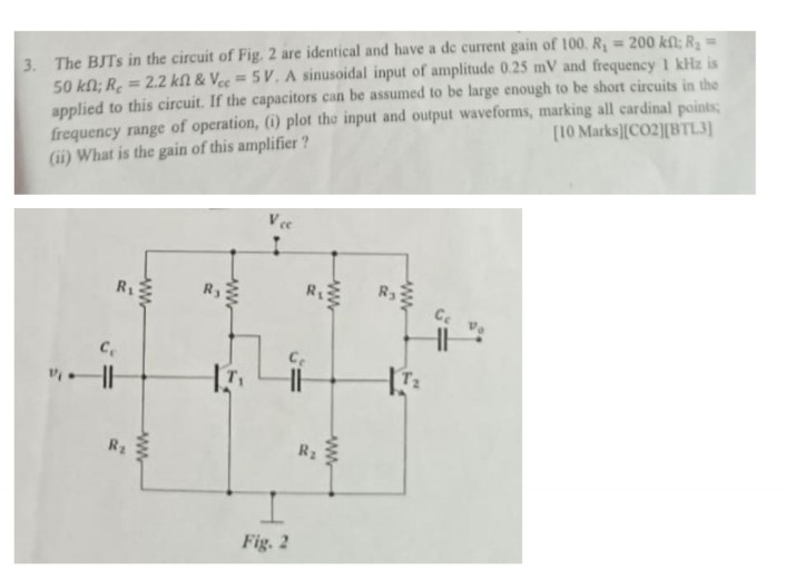 Solved The BJTs in the circuit of Fig. 2 ﻿are identical and | Chegg.com