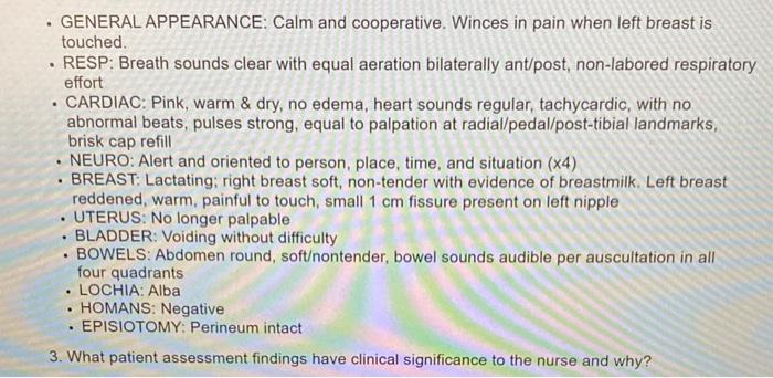 Solved what patient assessment findings have clinical | Chegg.com