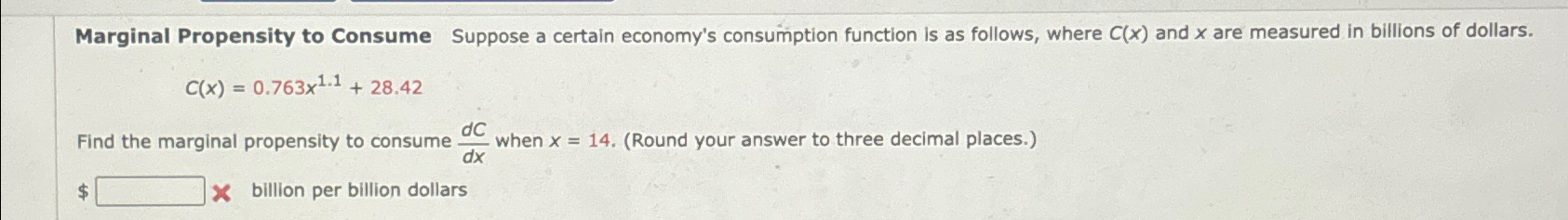 Solved Marginal Propensity to Consume Suppose a certain | Chegg.com