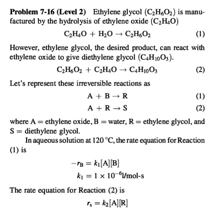 Solved Problem 7-16 (Level 2) Ethylene glycol (C2H602) is | Chegg.com