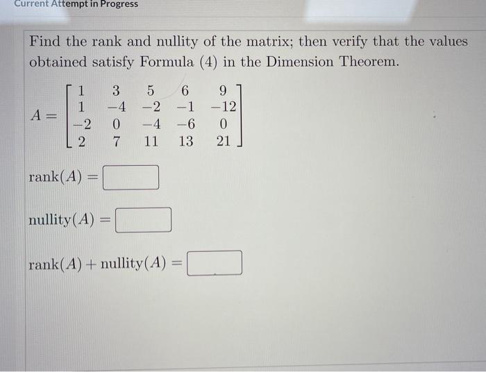 Solved Find the rank and nullity of the matrix; then verify | Chegg.com