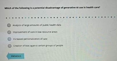 Solved Which of the following is a potential disadvantage of | Chegg.com