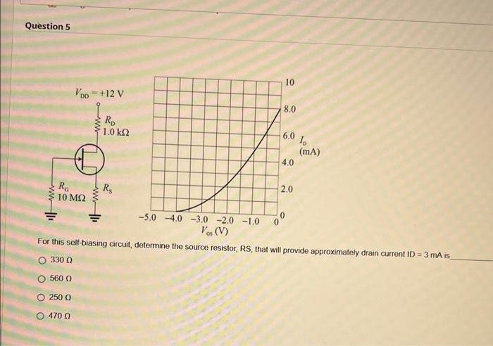 Solved ror unis self-biasing circuit, determine the source | Chegg.com
