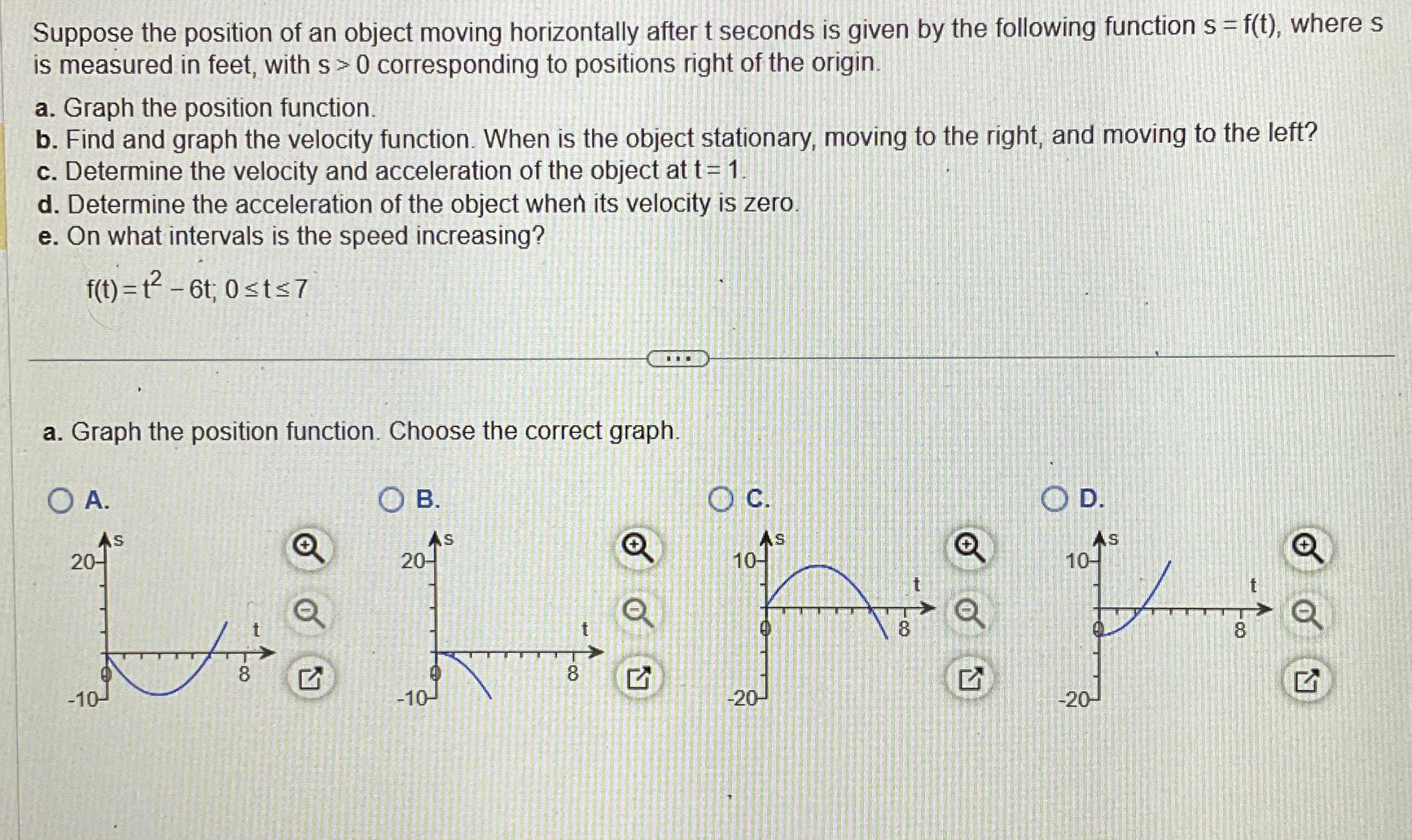 Solved Suppose The Position Of An Object Moving Horizontally