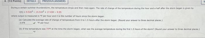Solved Ourng a certain sammer thunderstoem, the temperature | Chegg.com