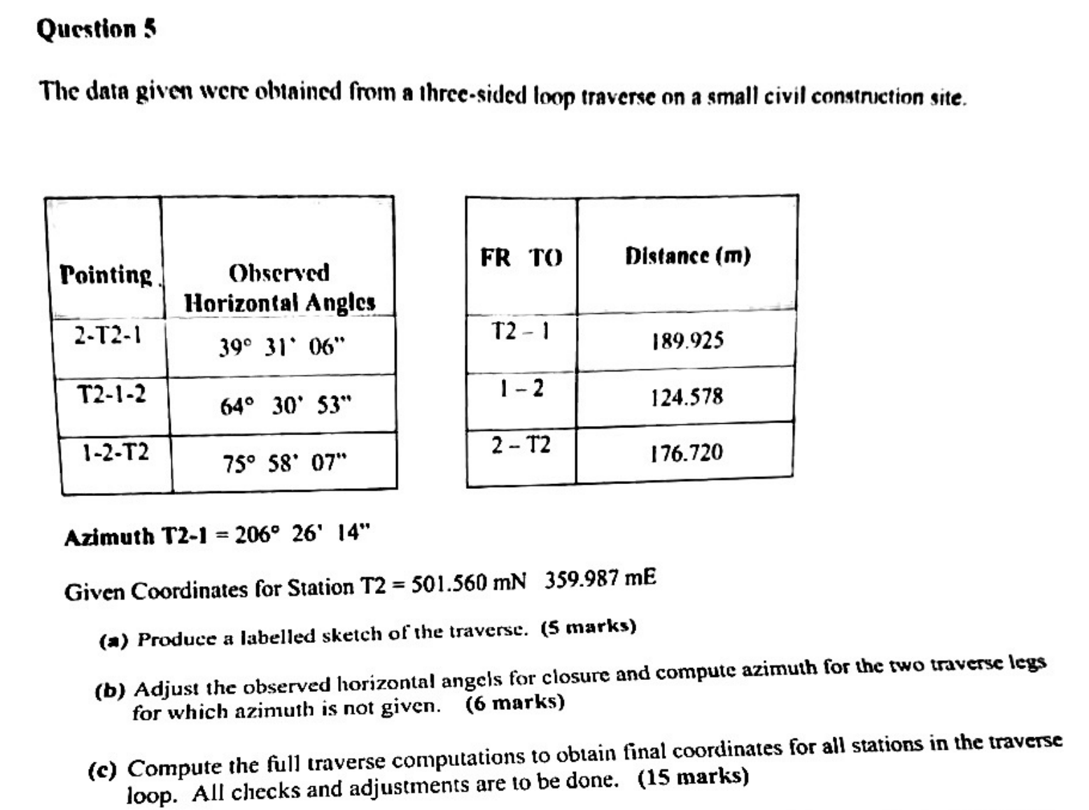 Solved Question 5The data given were obtained from a | Chegg.com