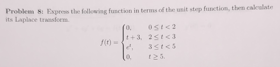 Solved Problem 8: Express the following function in terms of | Chegg.com