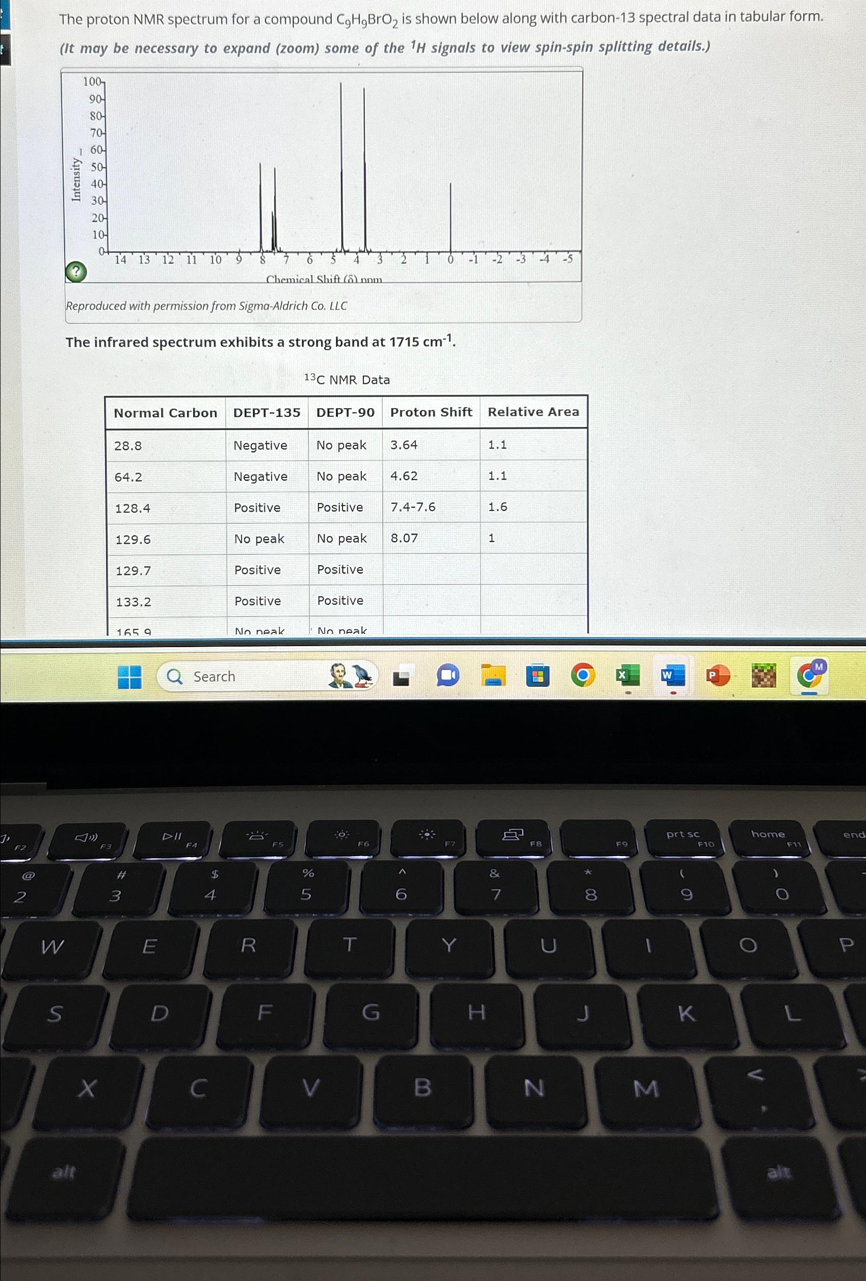Solved The proton NMR spectrum for a compound C9H9BrO2 ﻿is | Chegg.com