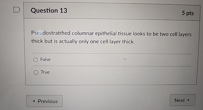 Solved Question 135 ﻿ptsPseudostratified columnar epithelial | Chegg.com