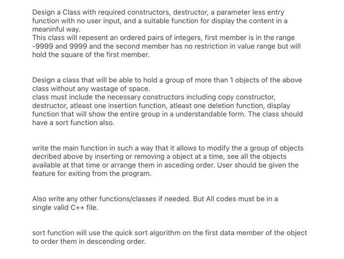 Solved Design a Class with required constructors, | Chegg.com