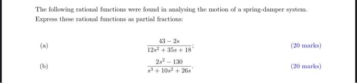 Solved The following rational functions were found in | Chegg.com