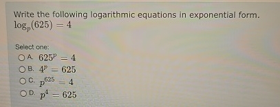 Solved Write the following logarithmic equations in | Chegg.com