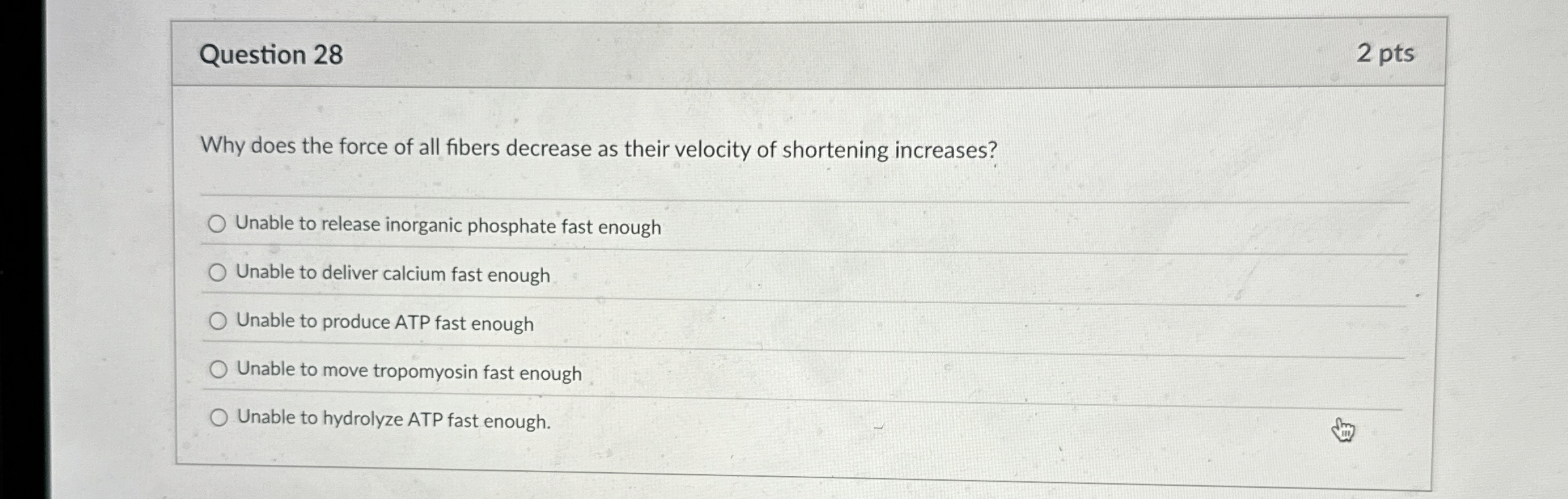 Solved Question 282 ﻿ptsWhy does the force of all fibers | Chegg.com