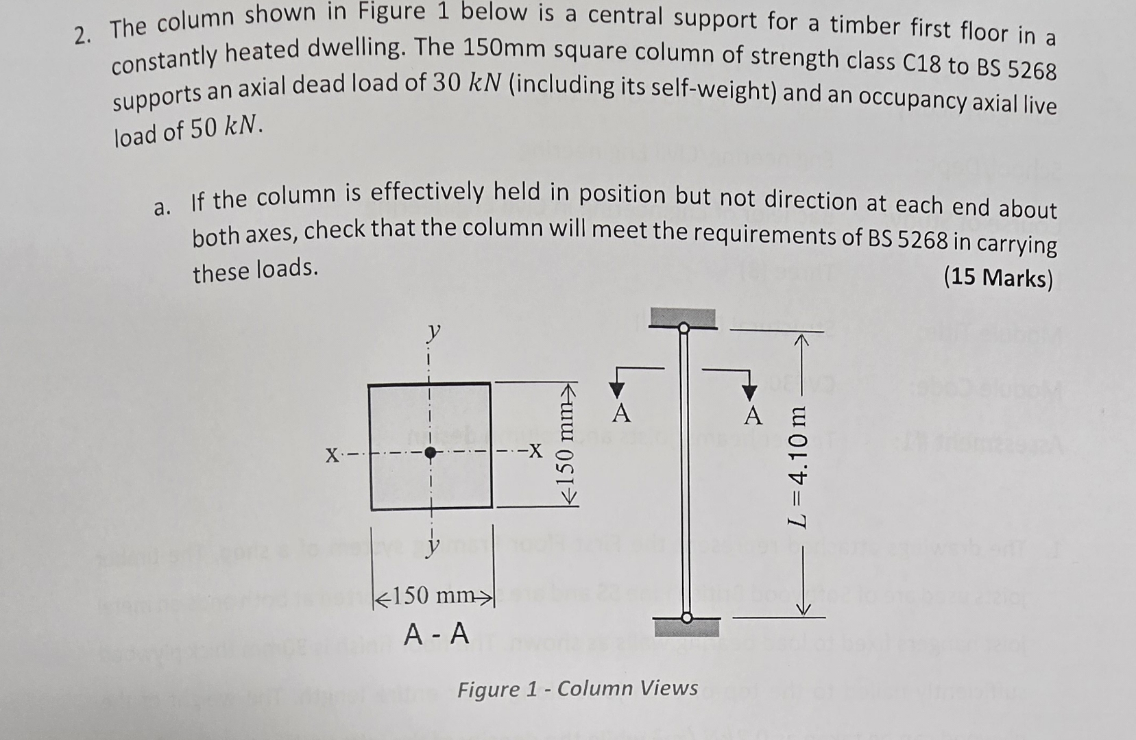 The column shown in Figure 1 ﻿below is a central | Chegg.com