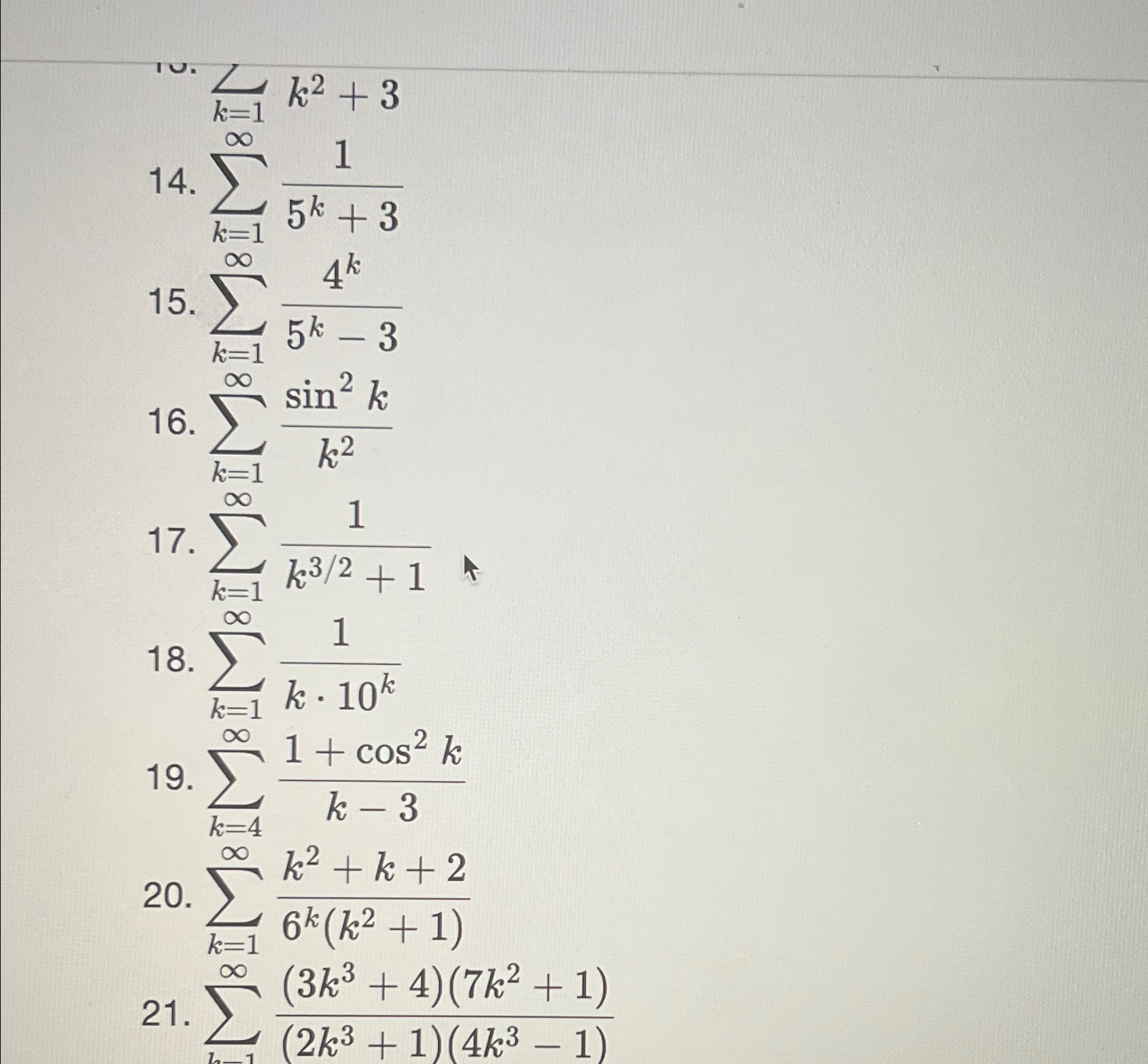 Solved Comparison Tests Use The Comparison Test Or The Limit