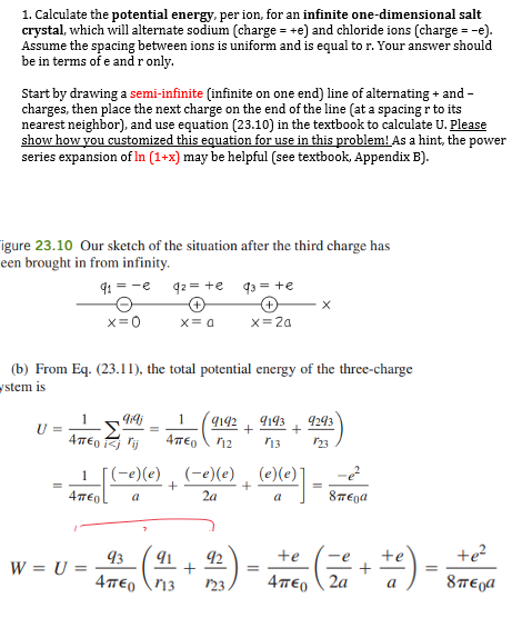 Solved Calculate the potential energy, per ion, for an | Chegg.com