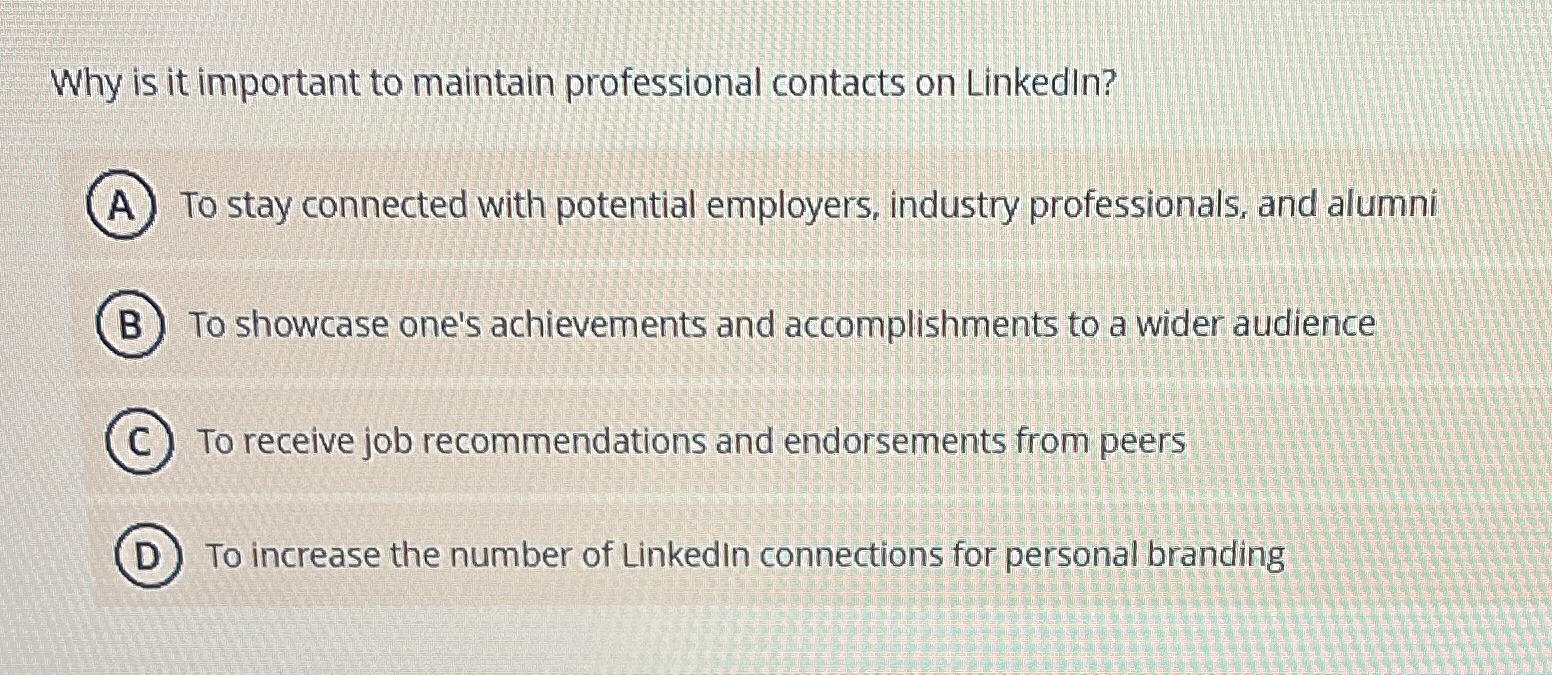 Solved Why is it important to maintain professional contacts | Chegg.com