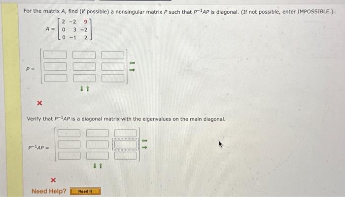 Solved For the matrix A, find (if possible) a nonsingular | Chegg.com