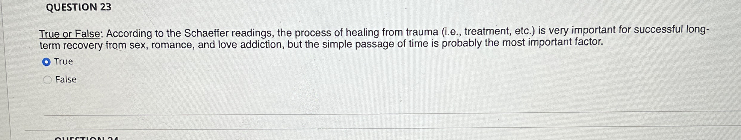 Solved QUESTION 23True or False: According to the Schaeffer | Chegg.com