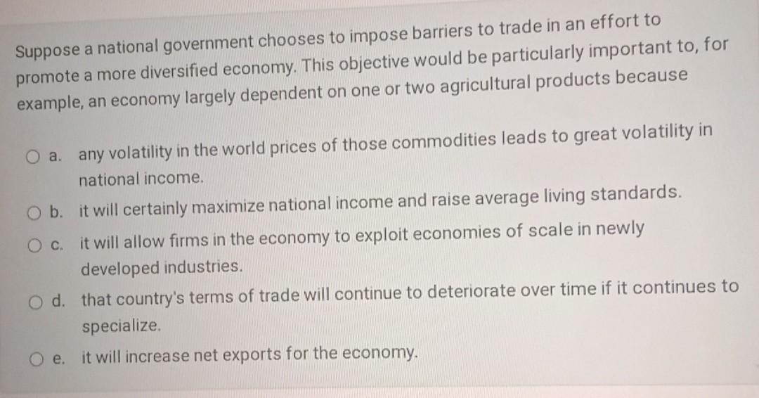 Solved Suppose a national government chooses to impose | Chegg.com