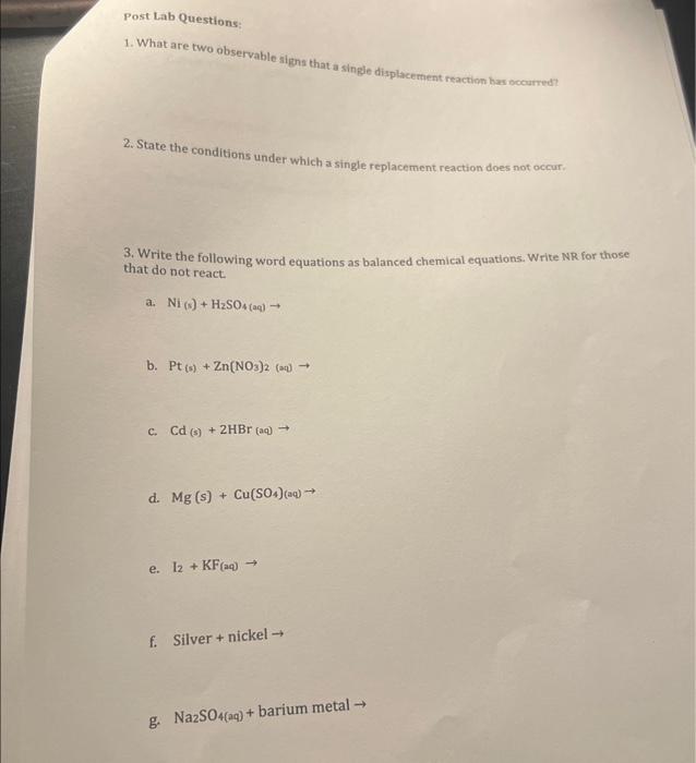 Solved 1. What are two observable signs that a single | Chegg.com